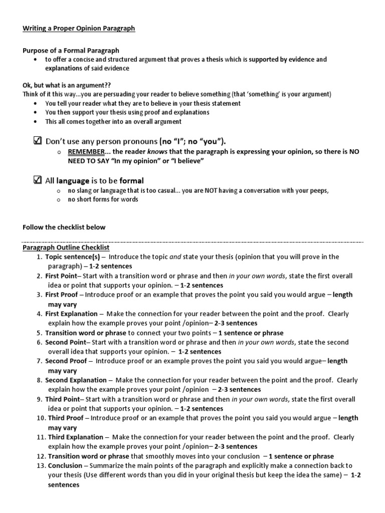 5 Writing A Proper Opinion Paragraph 2 | PDF | Sentence (Linguistics ...