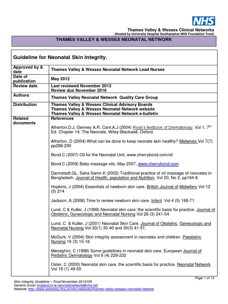 Neonatal Skin Care Guidelines | PDF | Infants | Diaper