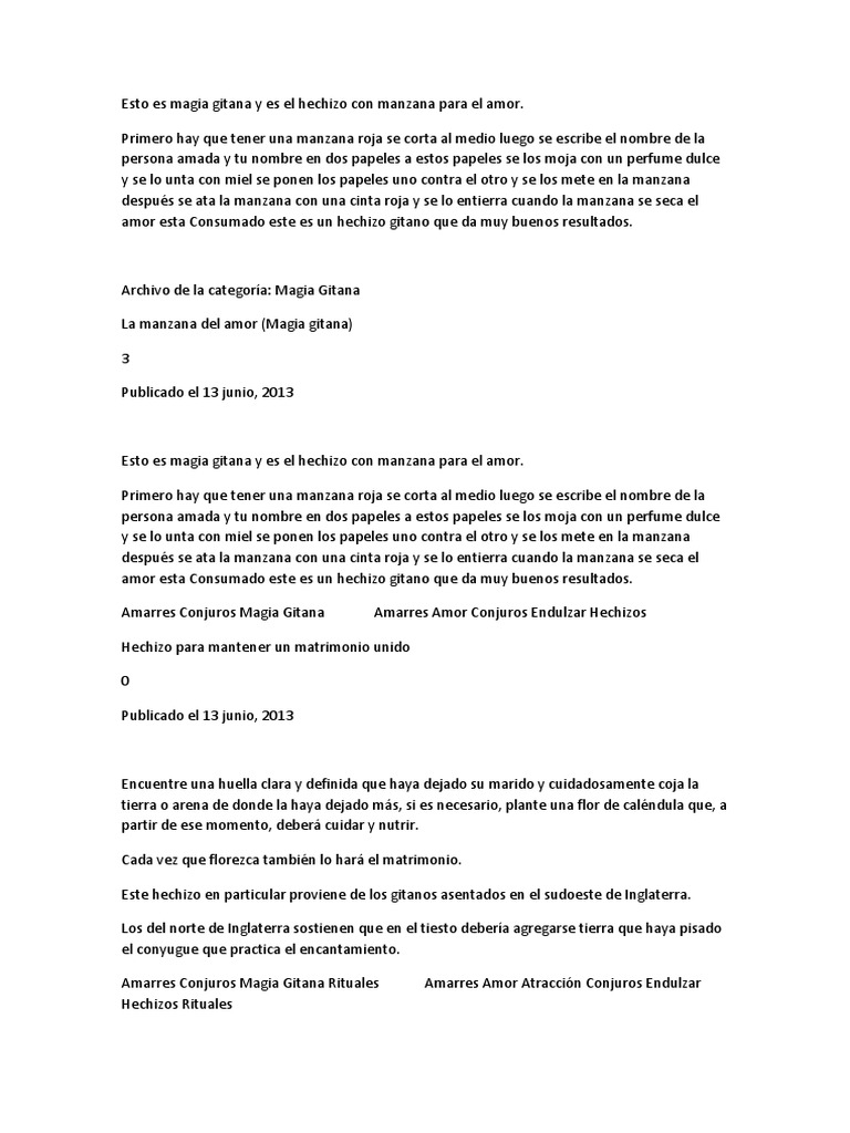 Hechizos de Amor y Suerte Gitanos | PDF | Amuleto | Rituales