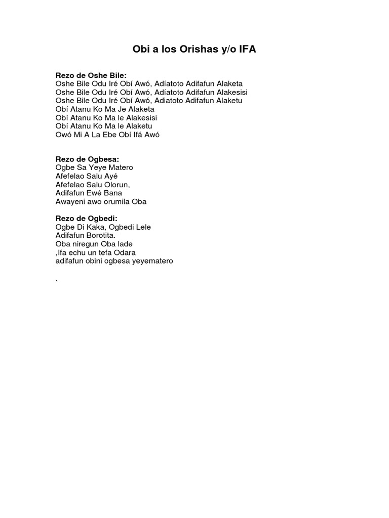Obi a Los Orishas o IFA