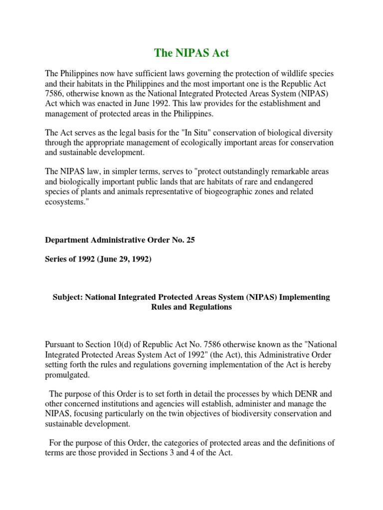 The NIPAS Act IRR | PDF