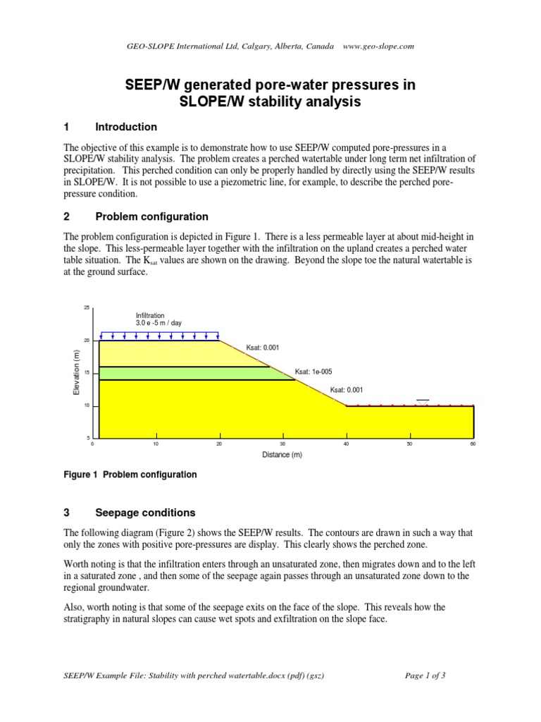 SEEP/W Generated Pore-Water Pressures in SLOPE/W Stability Analysis ...