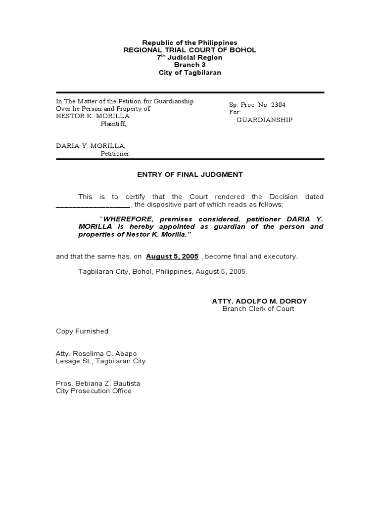 Entry of Judgement-Revised Form | PDF | Law