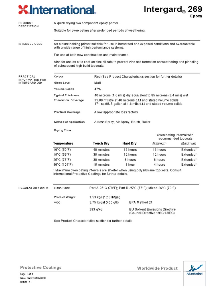 Intergard 269 Datasheet | Epoxy | Safety