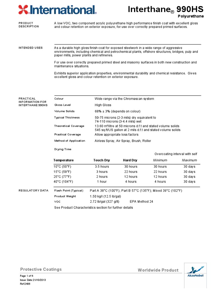 Interthane 990 HS Datasheet | Paint | Volatile Organic Compound