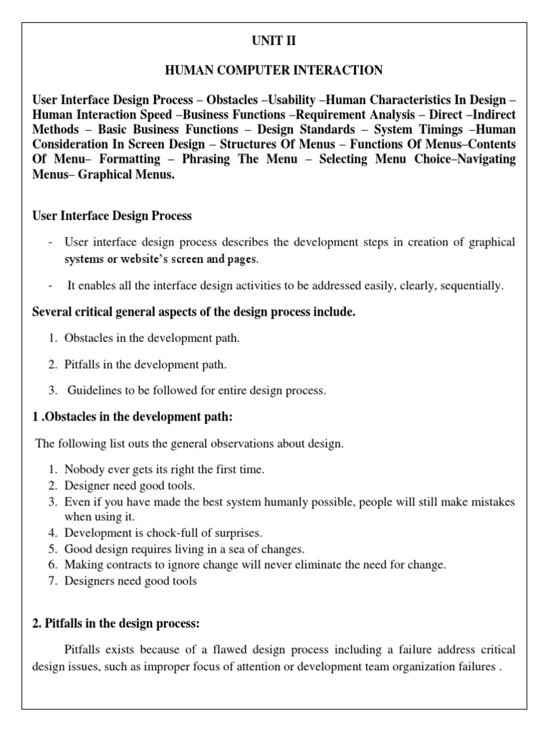 UNIT II Uid | PDF | Menu (Computing) | Usability