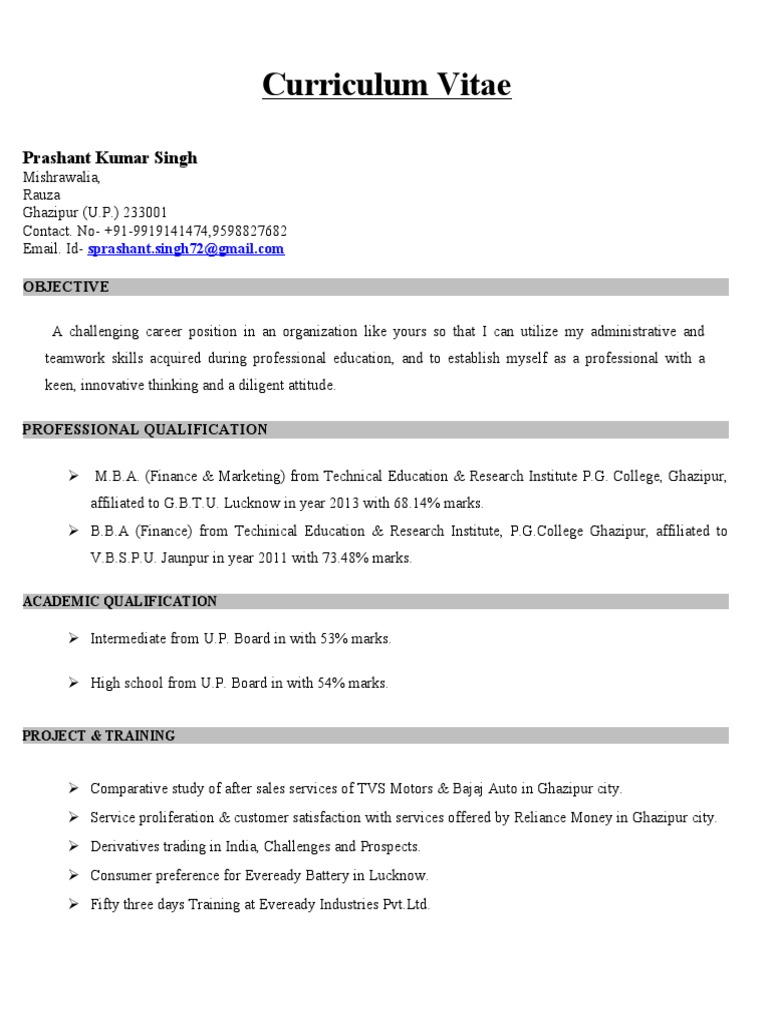 Prashant Kumar Singh's CV | PDF