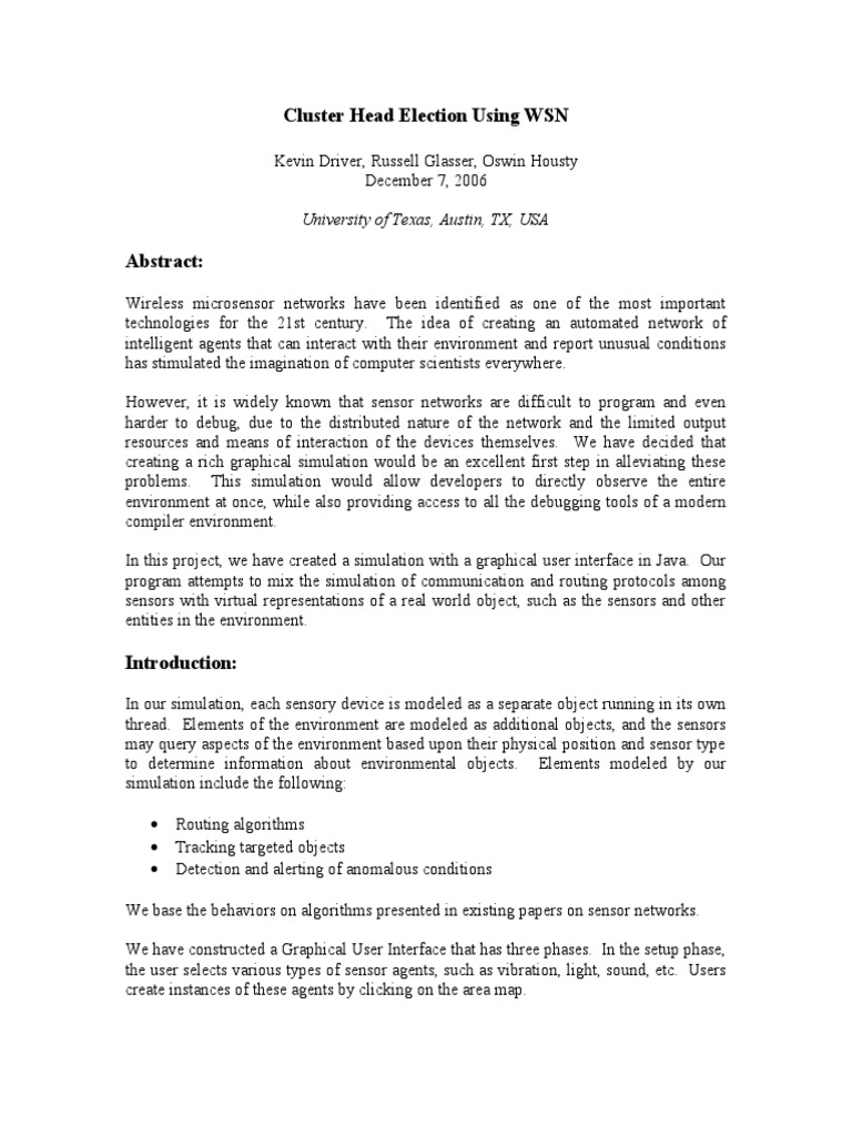 Sensor Network Simulation Pdf Applied Mathematics Telecommunications