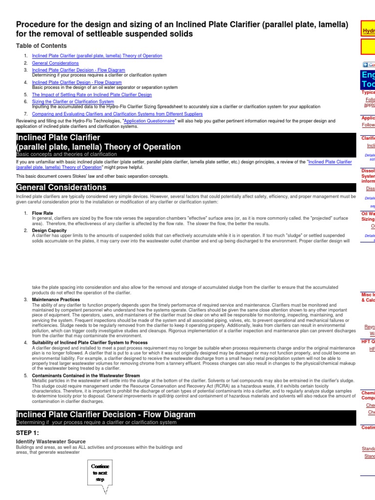 Inclined Plate Clarifier Design Guide | PDF | Wastewater | Hazardous Waste
