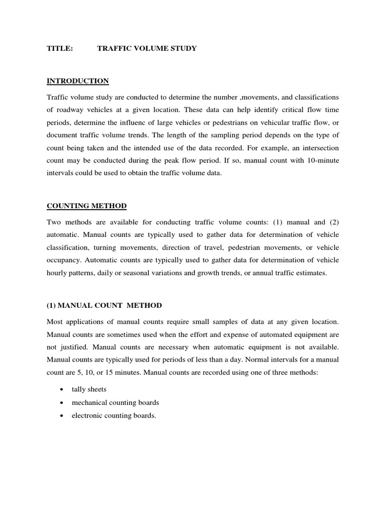 Traffic Volume Study | PDF | Traffic | Truck