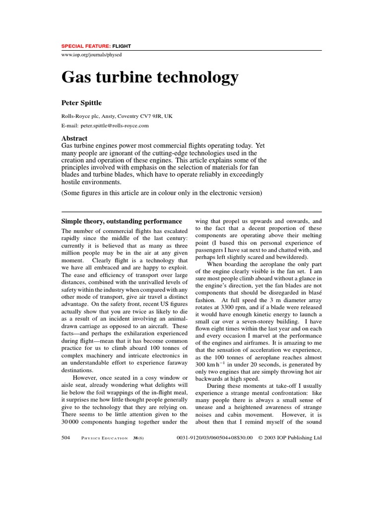 Gas Turbine Technology | PDF