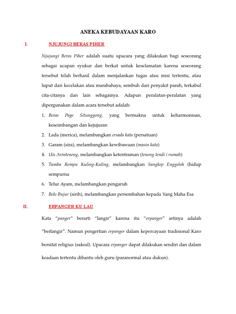 Tradisi Karo dan Upacara Sakral | PDF | Agama & Spiritualitas