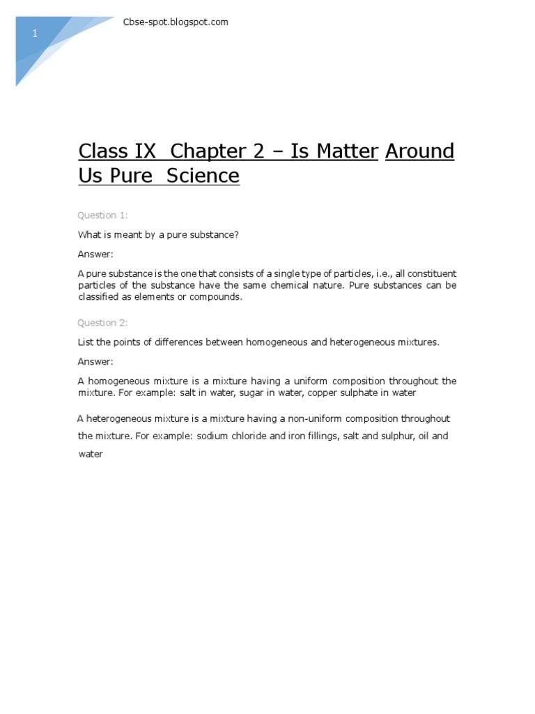 9science 2 Is Matter Around Us Pure | PDF | Solution | Suspension ...