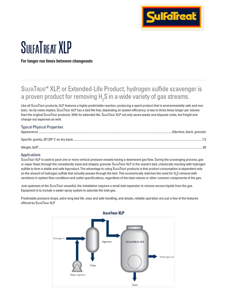 SulfaTreat XLP Sheet | PDF | Gases | Hydrogen