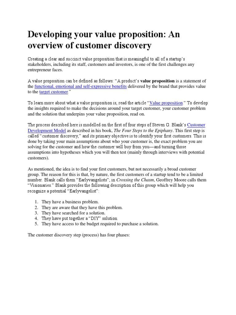 Developing Your Value Proposition | PDF | Business | Market (Economics)