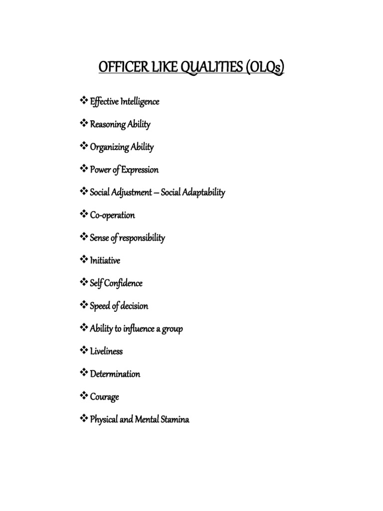 Officer Like Qualities | PDF | Psychology | Psychological Concepts