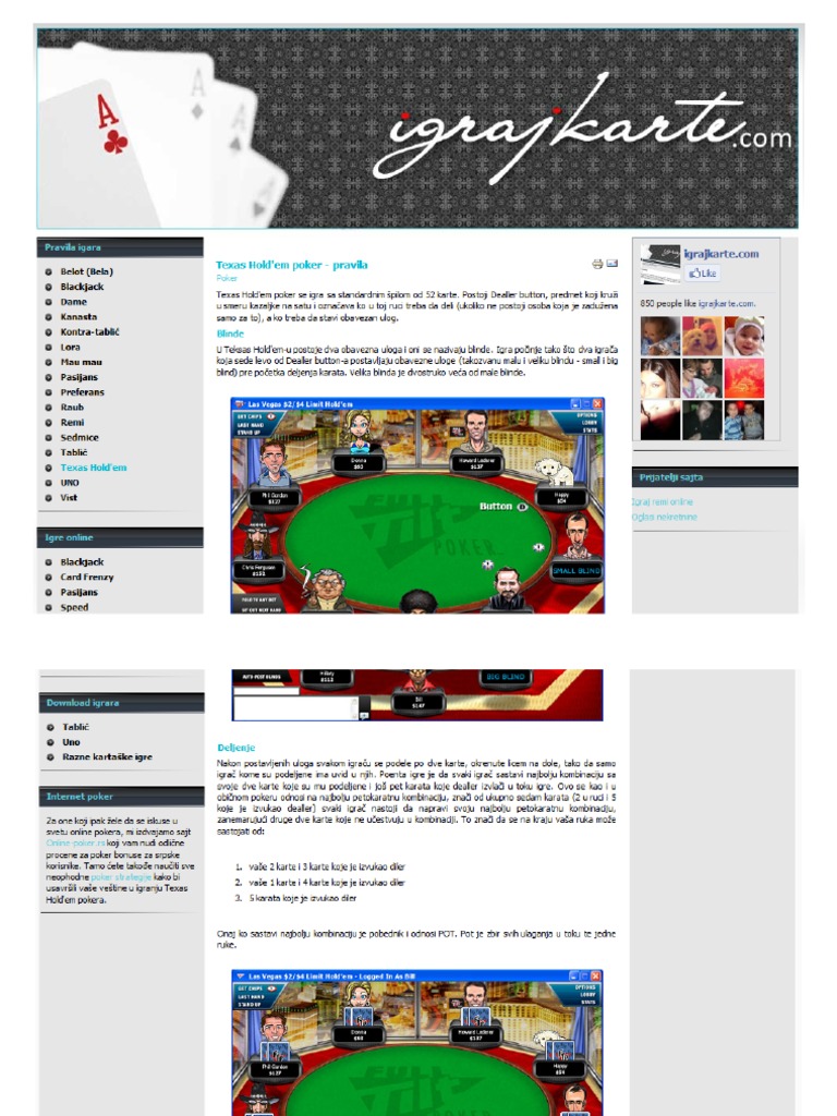 Texas Hold'Em Poker - Pravila | PDF | Texas Hold 'Em | Poker
