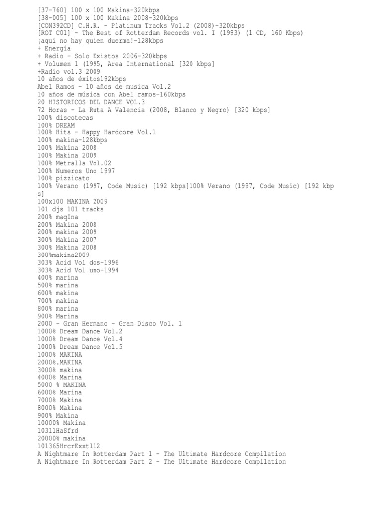 Listado de Recopilatorios Makina Mania Piruynaty | PDF