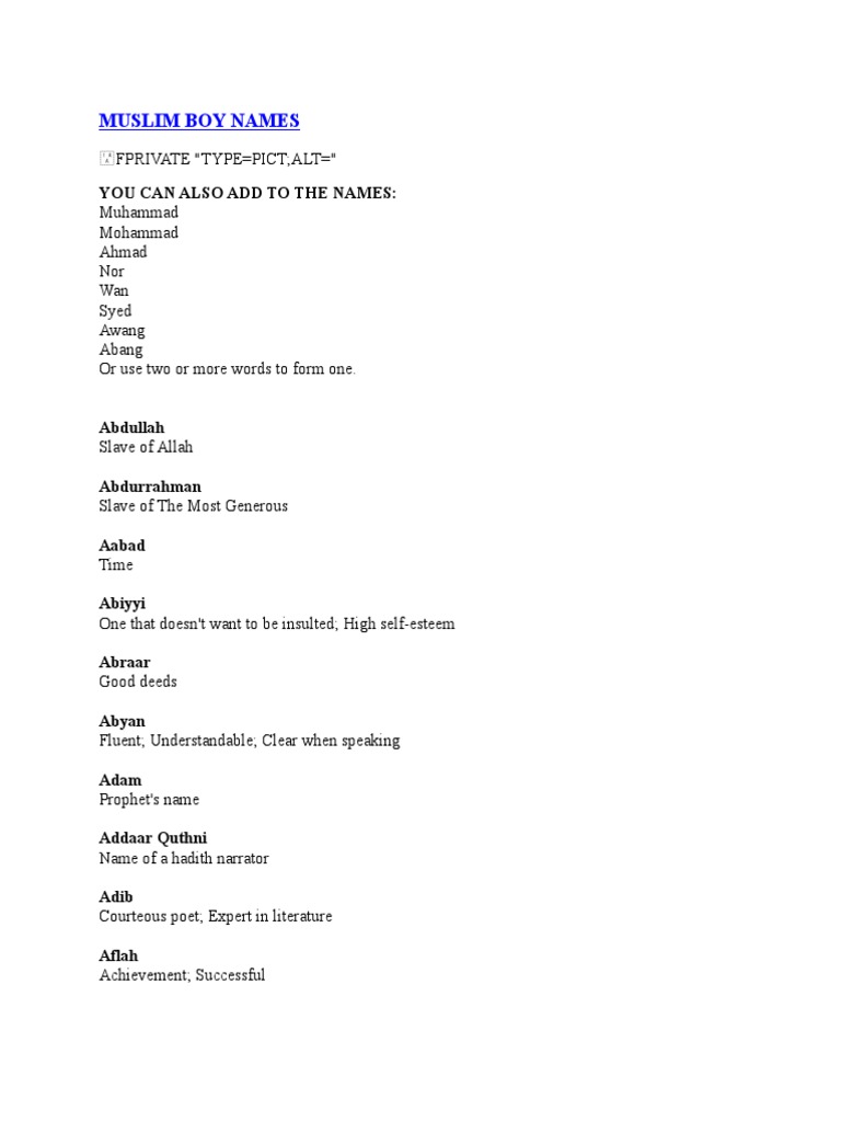 Muslim Boy Names