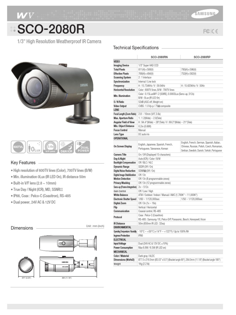 SCO 2080R Specifications | PDF
