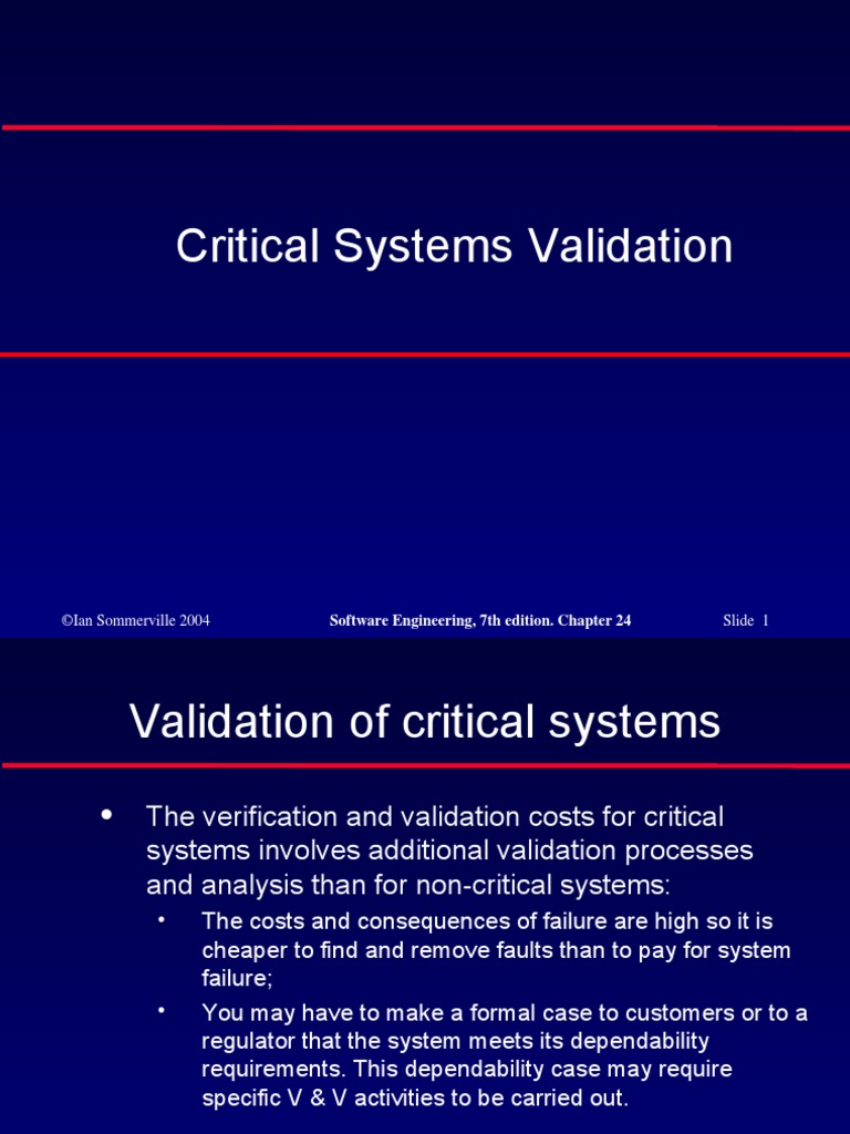 Critical Systems Validation | Reliability Engineering | Verification ...