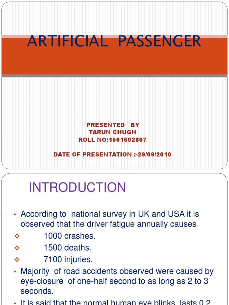 Tarun Artificial Passenger Presentaion | PDF | Speech Recognition | Areas Of Computer Science