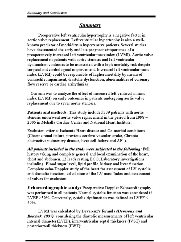 Summary and Conclusion | PDF | Heart | Ventricle (Heart)