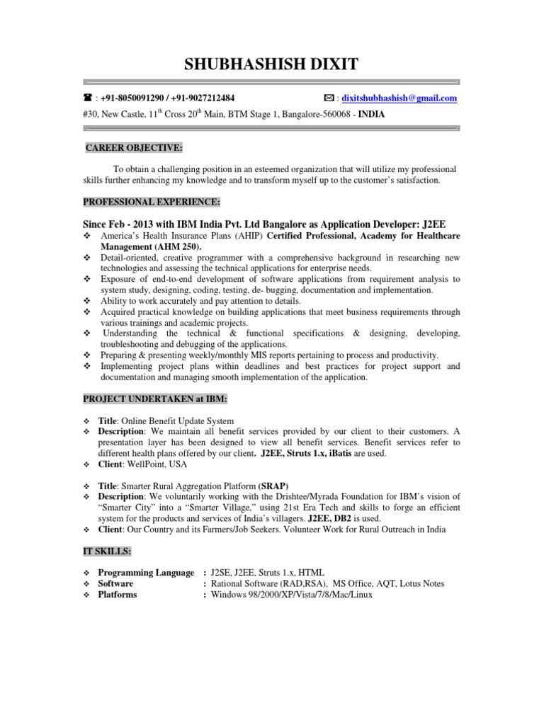 Shubhashish Dixit CV/Resume | PDF | Résumé | Programmer