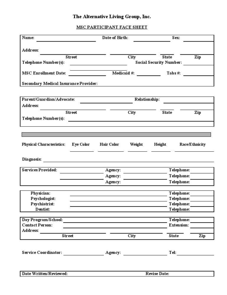Face Sheet | PDF | Social Science