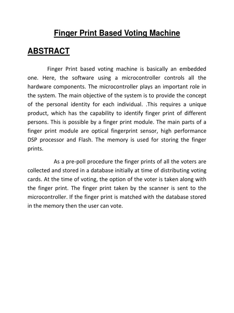 Finger Print Based Voting Machine | PDF | Pic Microcontroller ...