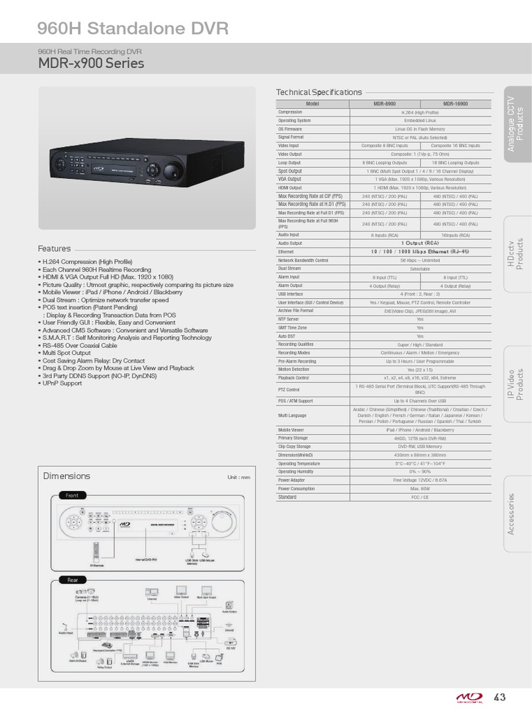 MDR 16900 | PDF | Digital Video Recorder | Consumer Electronics