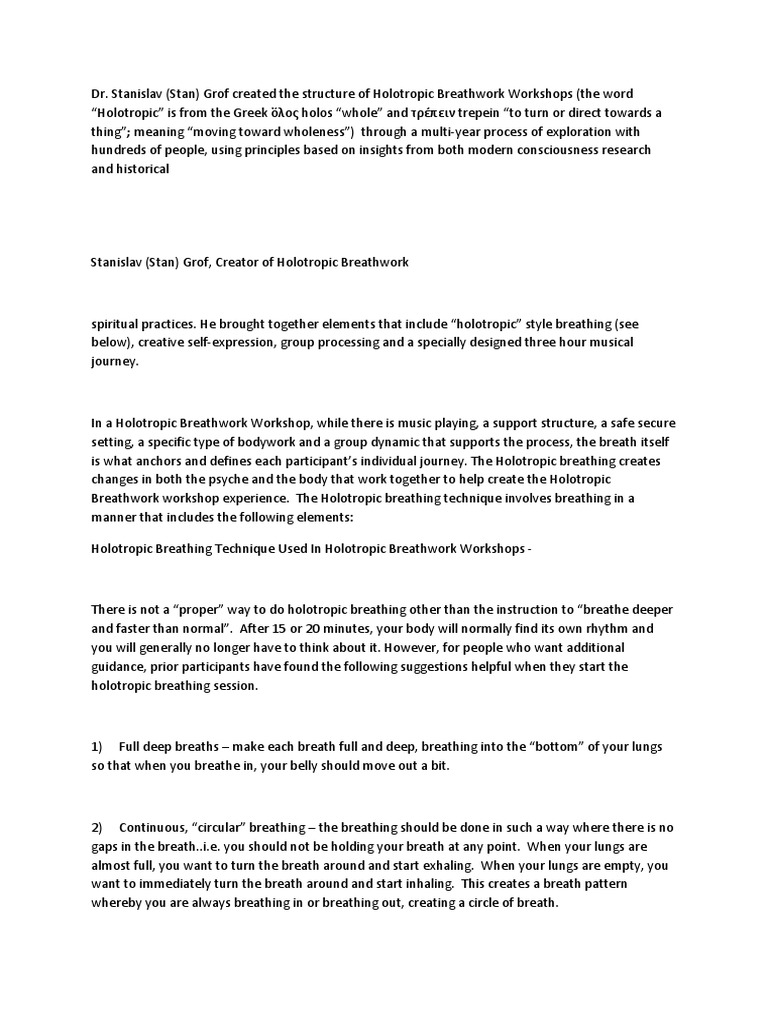 Holotropic Breathwork | PDF | Psychotherapy | Breathing