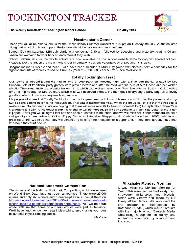 Tockington Tracker 04-07-14 | PDF | Cuisine | Cooking