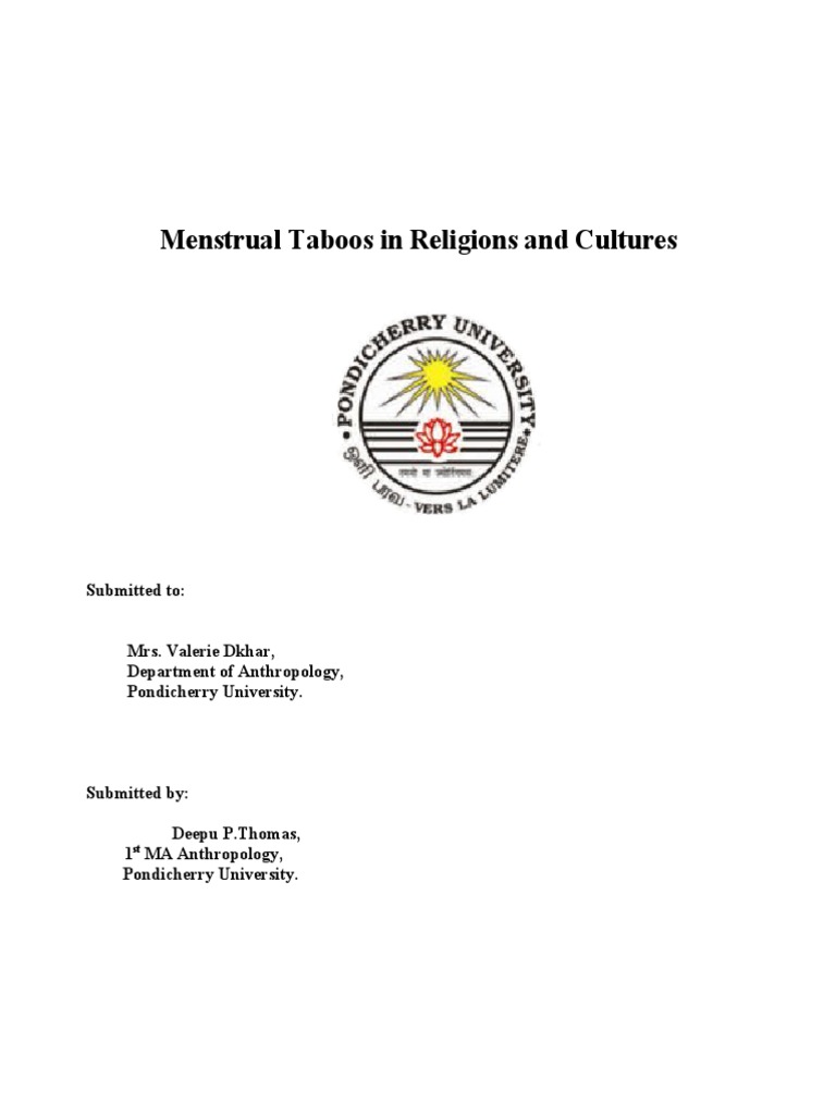 Cultural Menstrual Taboos | PDF | Menstruation | Religion And Belief