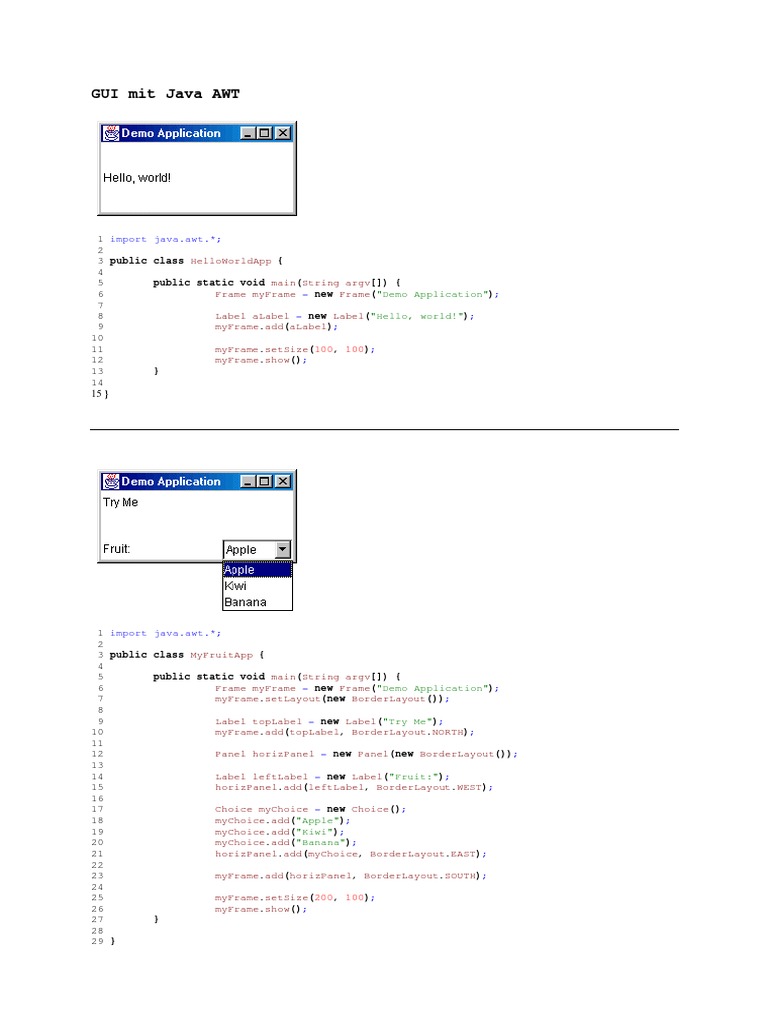 Java AWT GUI Example Applications | PDF | Computers