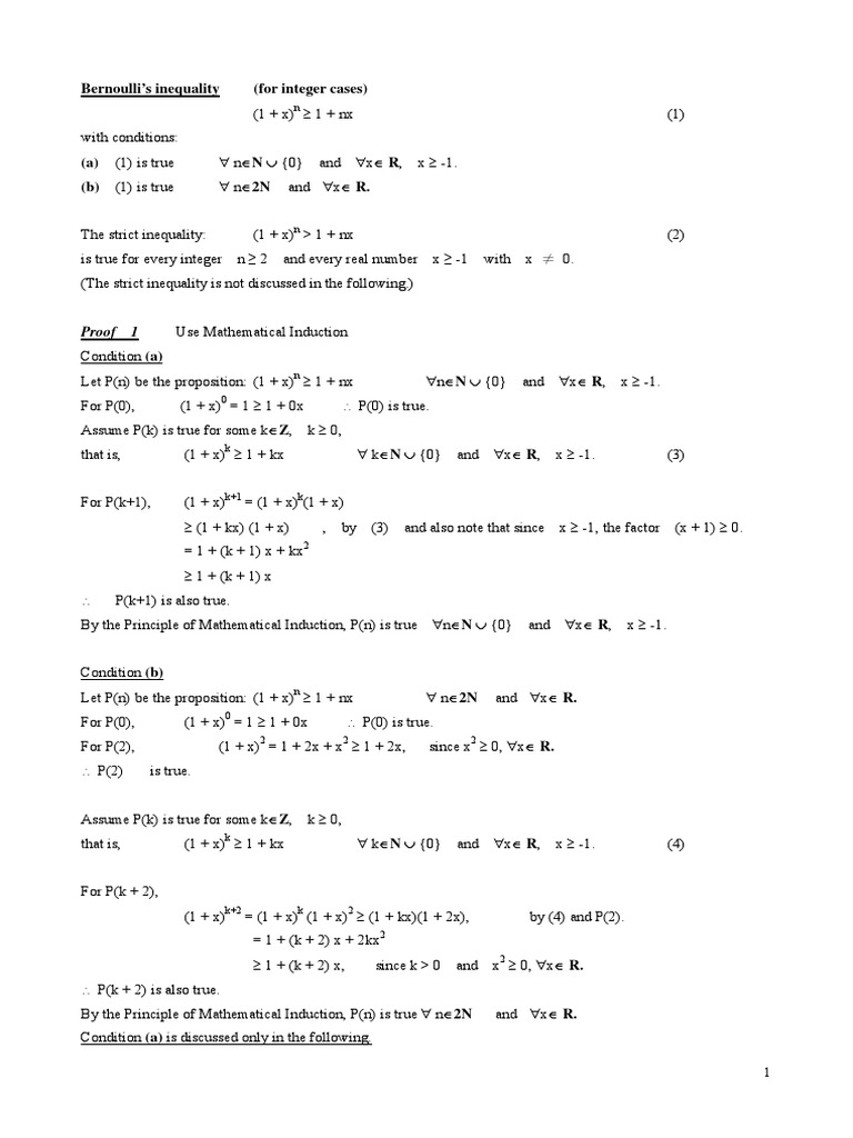 Bernoulli Inequality | PDF | Theorem | Mathematical Proof