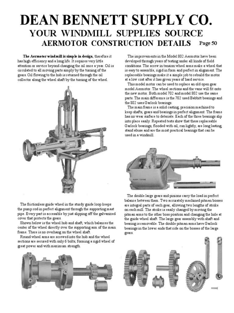 Aermotor Windmill Essentials | PDF | Bearing (Mechanical) | Gear