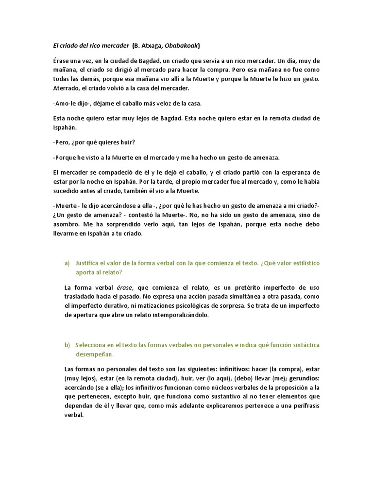 El Criado Del Rico Mercader-Ej 33 Tema 5 | PDF | Adverbio | Verbo