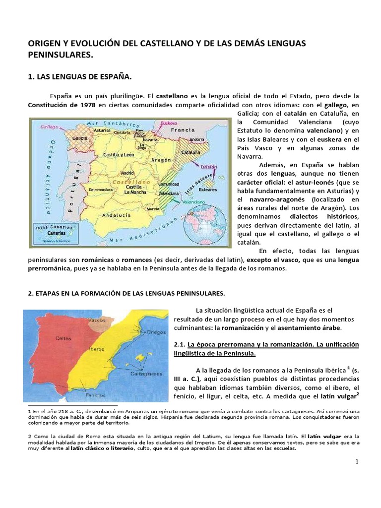 Origen y Evolución de Las Lenguas Peninsulares PDF | PDF | latín ...