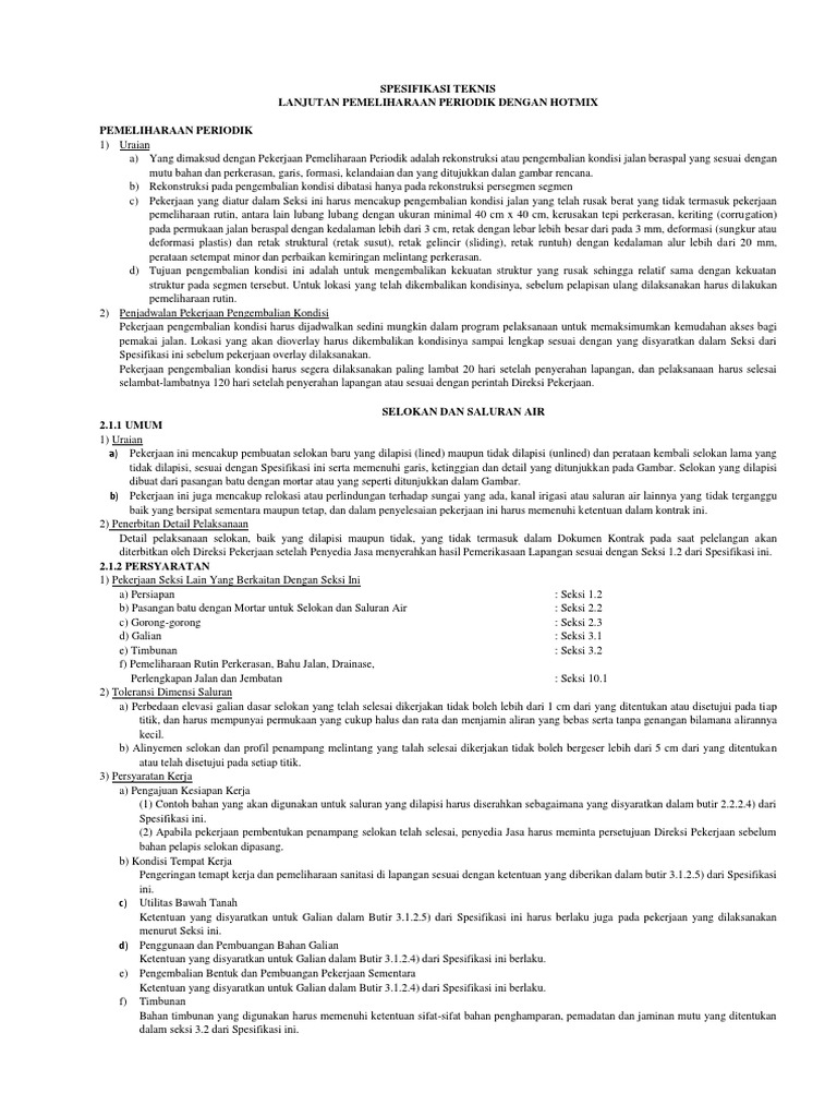 Spesifikasi Teknis Kerja Proyek (CONTOH PENAWARAN/BIDDING) | PDF