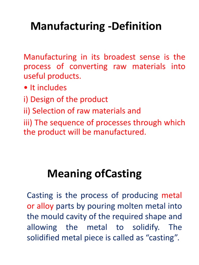 Manufacturing and Casting Processes Explained | PDF