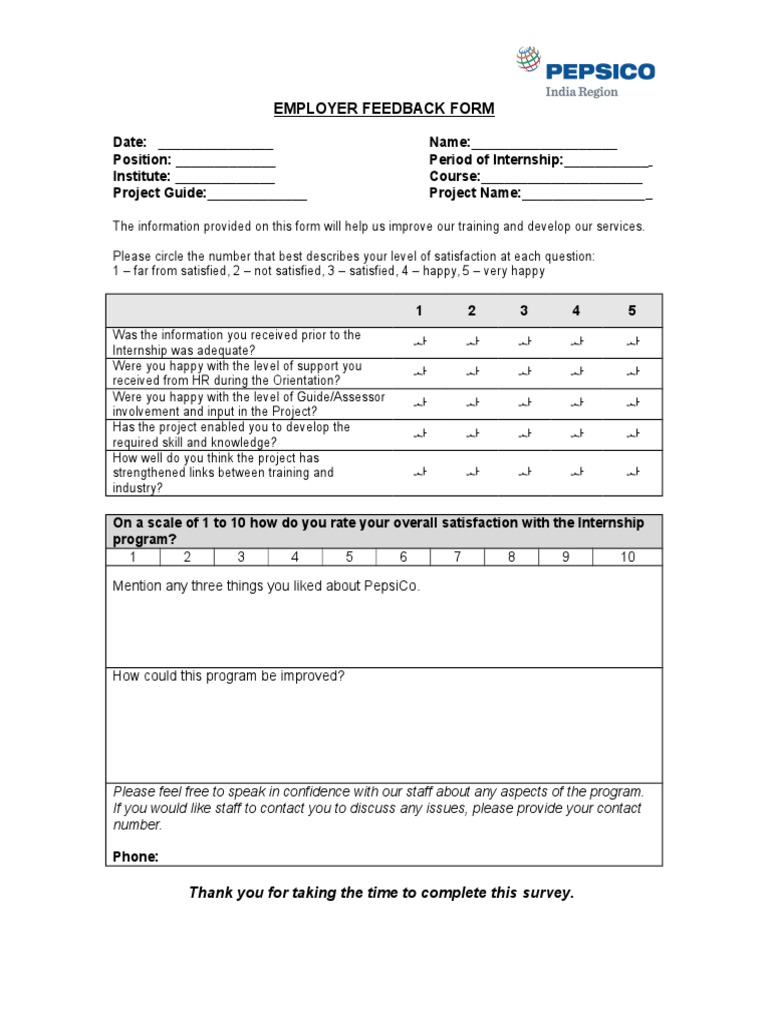 Employer Feedback Survey for Interns | PDF | Applied Psychology ...