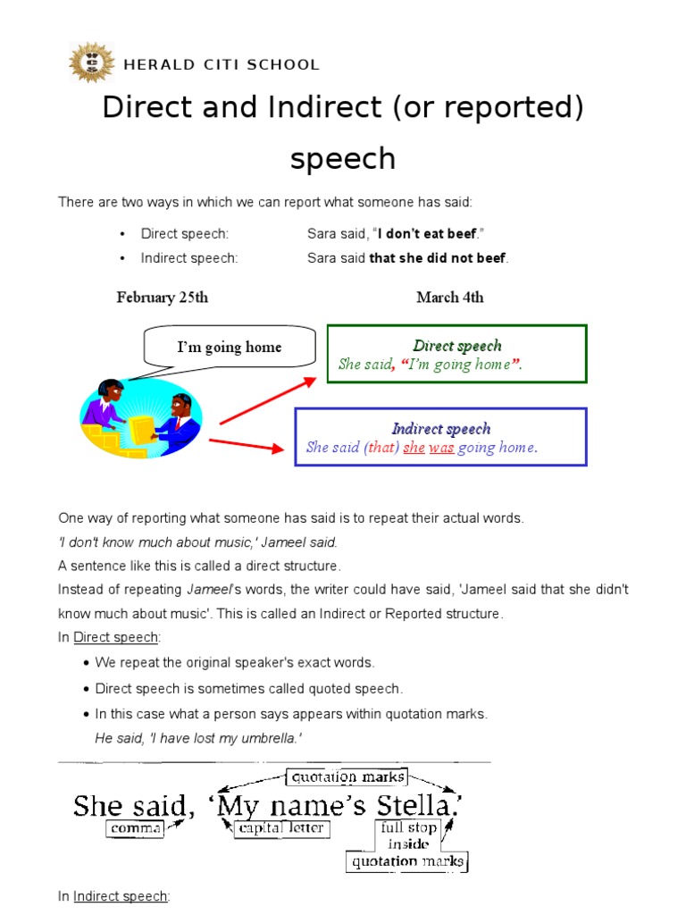 Direct and Indirect Speech | PDF | Question | Verb