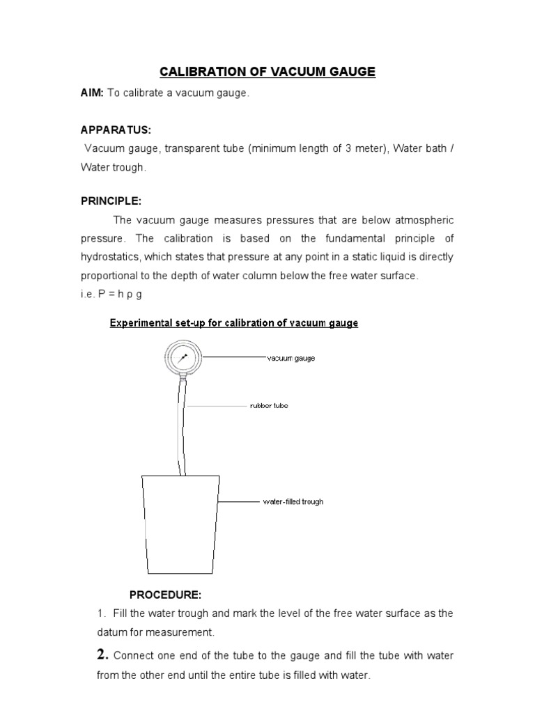 Calibration of Vacuum Gauge | PDF | Pressure Measurement | Pressure
