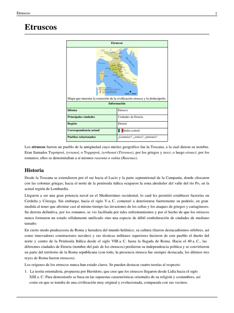 Historia y Cultura de los Etruscos | PDF | Civilización Etrusca