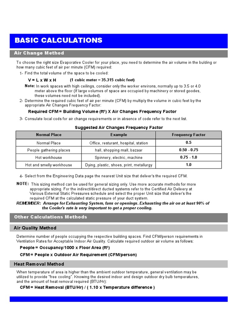 Basic Calculations | Ventilation (Architecture) | Air Conditioning