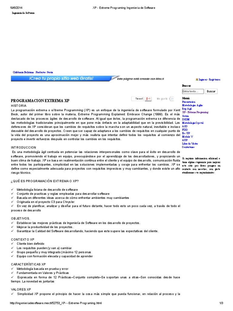 XP - Extreme Programing Ingenieria de Software | PDF | Ingeniería de ...