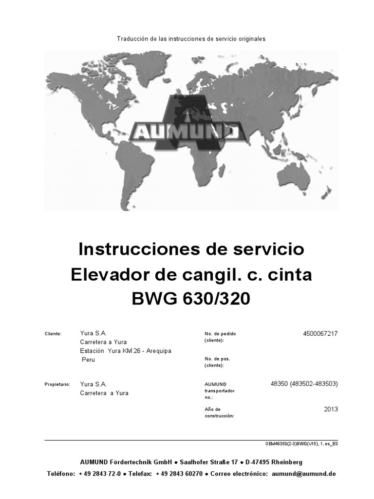 Elevador de Cangilones Con Cinta BWG 630-320 | PDF | Ascensor ...