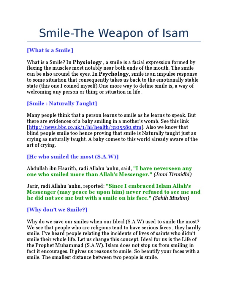 Smile The Weapon of Islam | PDF | Muhammad | Smile
