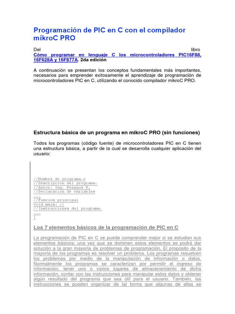 Programación de PIC en C Con El Compilador MikroC PRO | PDF | Programa ...